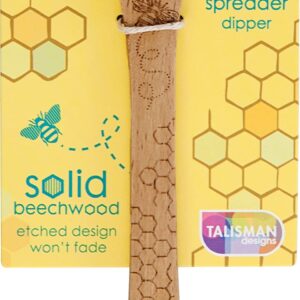 Talisman Designs Laser Etched Beechwood Honey Spreader | Honey Bee Design | Honey Spoons | Cooking Beechwood Utensils | Honey Server | Kitchen Utensils