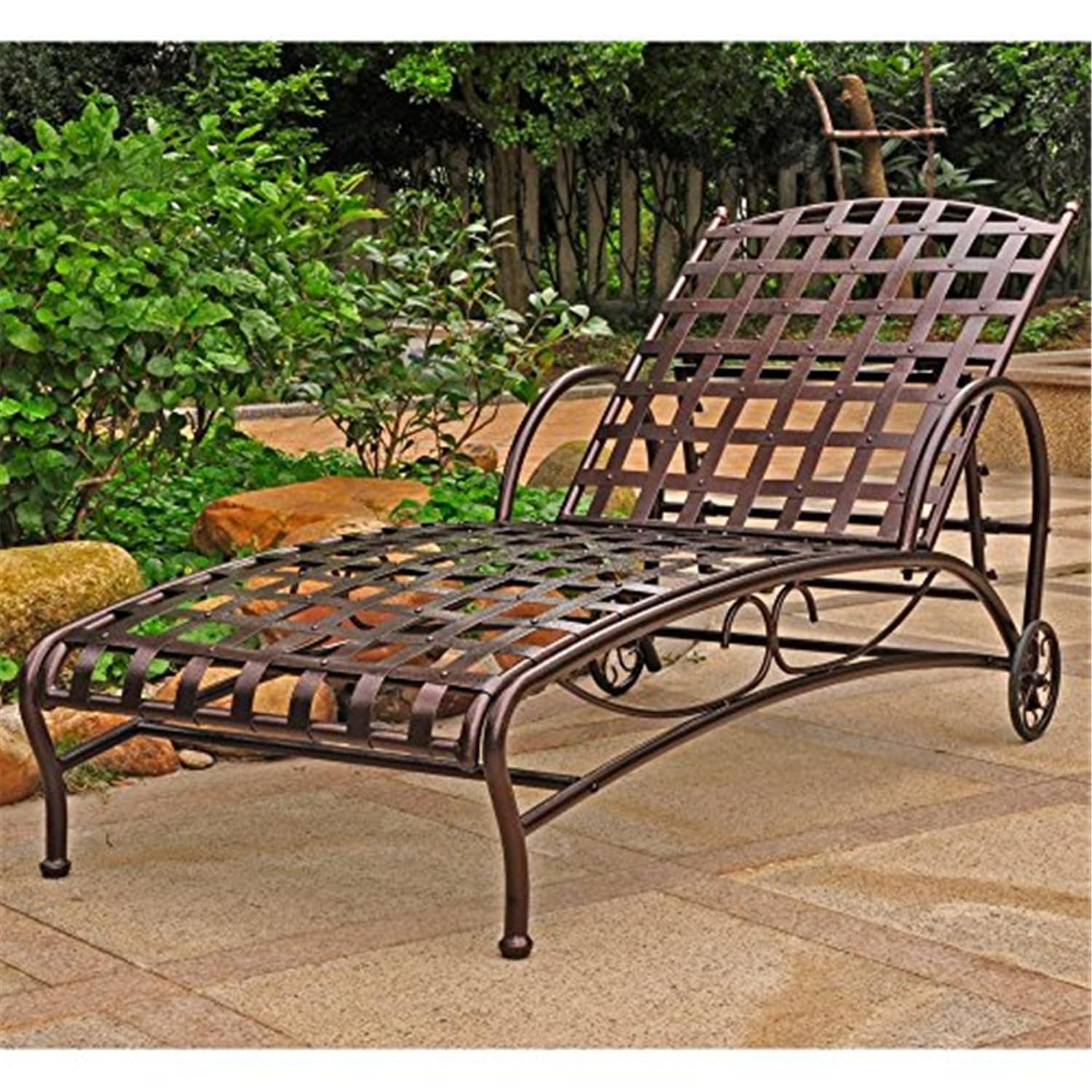 International Caravan Iron Bronze Multi-Position Patio Chaise Lounger