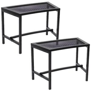 sunnydaze outdoor curved powder-coated black metal mesh fire pit bench - backless - set of 2