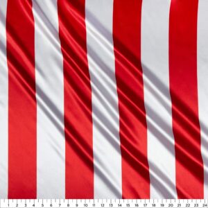 charmeuse satin 3.5 stripe white/red, fabric by the yard