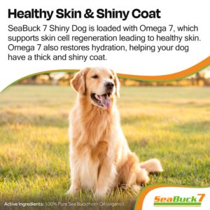 SeaBuck 7 Shiny Dog Sea Buckthorn Oil to Improve Dog Health (2-4 Month Supply, 60ml) – Supports Shiny Coat, Healthy Digestion, and Skin & Paw Pad Health for Dogs