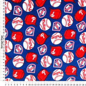 mlb philidelphia phillies fleece fabric - sold by the yard