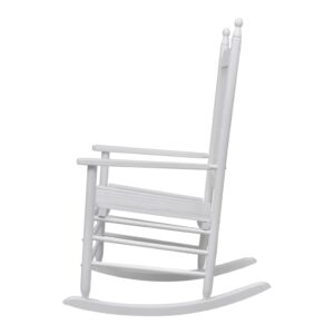 vidaXL Solid Wood Rocking Chair - Classic White Rocker Armchair with a Curved Seat - Weather-Resistant Fir Hardwood, for Living Room or Patio