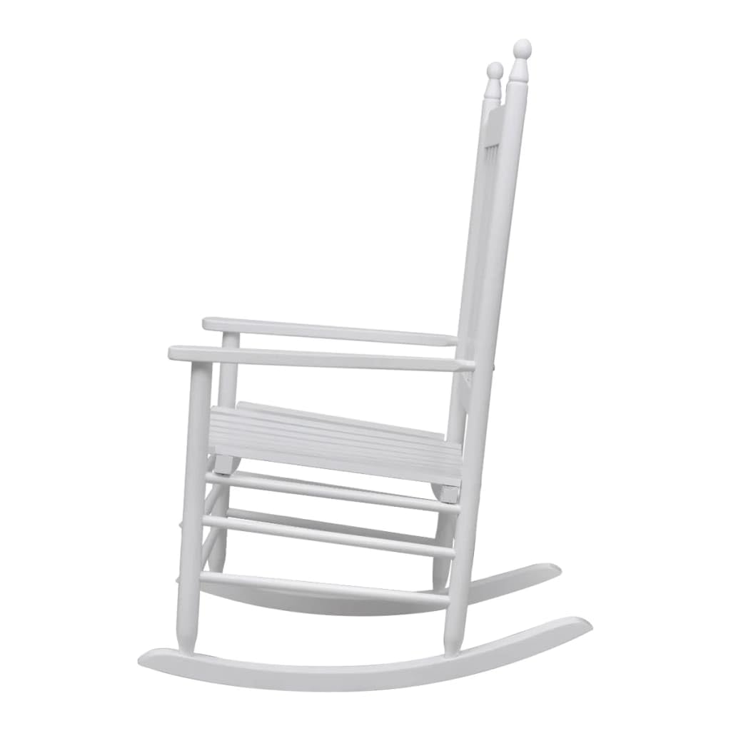 vidaXL Solid Wood Rocking Chair - Classic White Rocker Armchair with a Curved Seat - Weather-Resistant Fir Hardwood, for Living Room or Patio