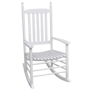 vidaxl solid wood rocking chair - classic white rocker armchair with a curved seat - weather-resistant fir hardwood, for living room or patio