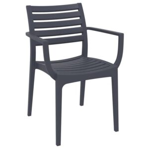 compamia artemis outdoor dining arm chair (set of 2) - dark gray