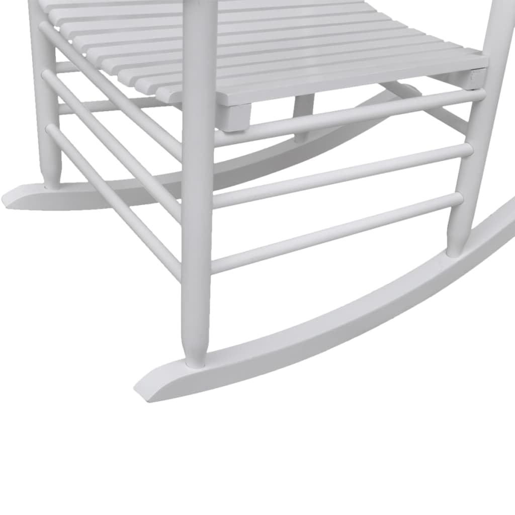 vidaXL Solid Wood Rocking Chair - Classic White Rocker Armchair with a Curved Seat - Weather-Resistant Fir Hardwood, for Living Room or Patio