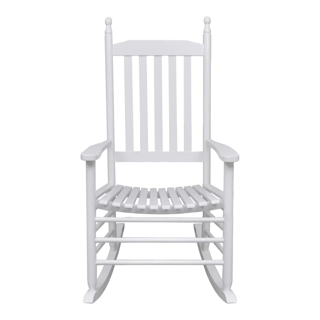 vidaXL Solid Wood Rocking Chair - Classic White Rocker Armchair with a Curved Seat - Weather-Resistant Fir Hardwood, for Living Room or Patio