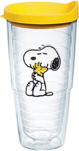 tervis peanuts best buddies collection snoopy woodstock house made in usa double walled insulated tumbler travel cup keeps drinks cold & hot, 24oz, felt