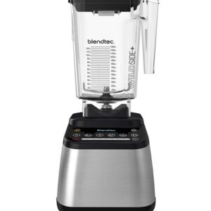 Blendtec Designer 725 Blender with WildSide+ Jar (90 oz), Professional-Grade Power Self-Cleaning, 6 Pre-Programmed Cycles, 100-Speeds, Sleek and Slim, Stainless Steel, /Black