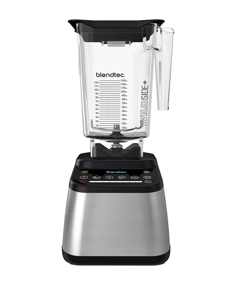 Blendtec Designer 725 Blender with WildSide+ Jar (90 oz), Professional-Grade Power Self-Cleaning, 6 Pre-Programmed Cycles, 100-Speeds, Sleek and Slim, Stainless Steel, /Black