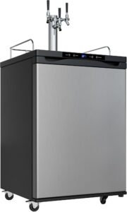 edgestar kc3000sstrip full size triple tap kegerator with digital display - black and stainless steel