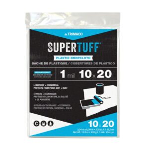 trimaco 03306 supertuff plastic drop cloth, 10-feet x 20-feet