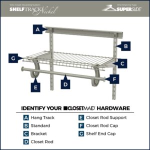 ClosetMaid SuperSlide Hanging Closet Rod Bar, 6 Ft., for Closet Organizer Systems, Nickel Finish