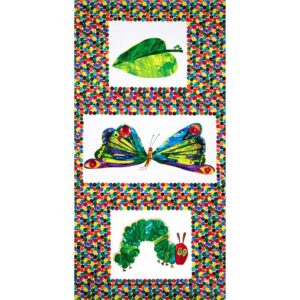 the very hungry caterpillar transformation panel, fabric by the yard