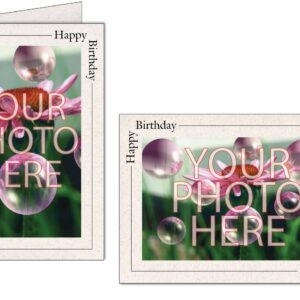 Photographer's Edge, Photo Insert Card, 10 Blank Cards and Envelopes, Birthday Cards For All Ages, for 4x6 Photos - Natural with Happy Birthday Border