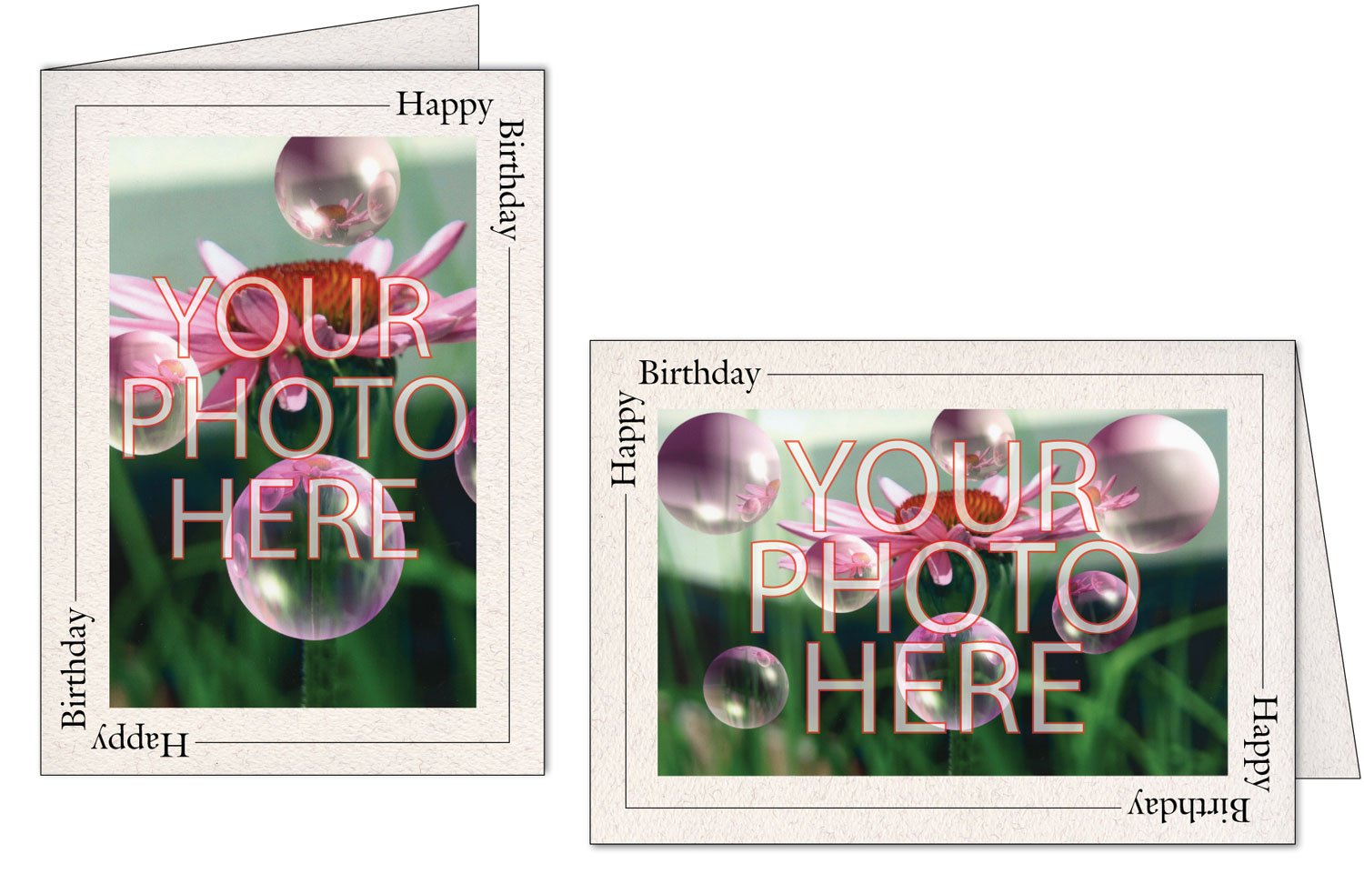 Photographer's Edge, Photo Insert Card, 10 Blank Cards and Envelopes, Birthday Cards For All Ages, for 4x6 Photos - Natural with Happy Birthday Border