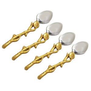 elegance golden vine spoons, 5-inch, silver/gold, set of 4