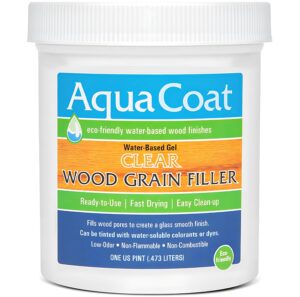 aqua coat water based wood grain filler gel, fast drying, low odor clear wood filler, non toxic, environmentally safe. (pint)