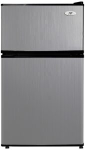 spt rf-314ss double door refrigerator, stainless steel, 3.1 cubic feet