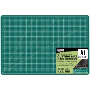 us art supply 24" x 36" pink/blue professional self healing 5-ply double sided durable non-slip cutting mat great for scrapbooking, quilting sewing