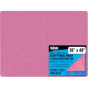 u.s. art supply 36" x 48" pink/blue professional self healing 5-ply double sided durable non-slip cutting mat great for scrapbooking, quilting, sewing and all arts & crafts projects