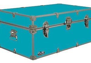 C&N Footlockers - Full-Size Happy Camper Trunk - #1 Summer Camp Trunk - Made in the USA - Steel Footlocker with Lid Stay - 32 x 18 x 13.5 Inches (Lime Green)