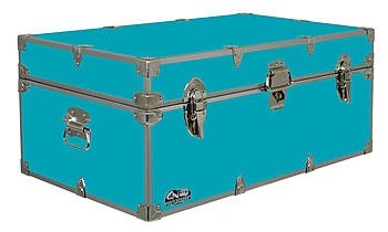 C&N Footlockers - Full-Size Happy Camper Trunk - #1 Summer Camp Trunk - Made in the USA - Steel Footlocker with Lid Stay - 32 x 18 x 13.5 Inches (Lime Green)