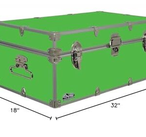 C&N Footlockers - Full-Size Happy Camper Trunk - #1 Summer Camp Trunk - Made in the USA - Steel Footlocker with Lid Stay - 32 x 18 x 13.5 Inches (Lime Green)