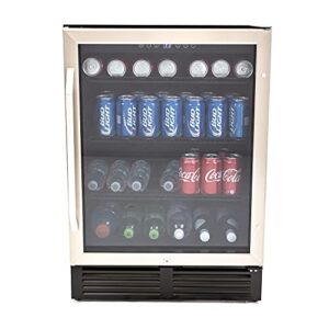 avanti bca516ss beverage cooler with digital temperature control with locking door, holds up to 130 cans and bottles, 5.0 cu. ft, black