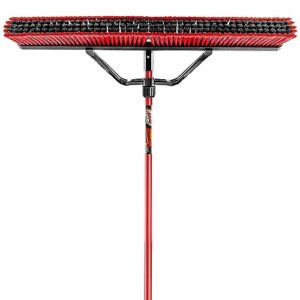 Libman Commercial 1101 Multi-Surface Heavy Duty Push Broom, 65" Length, 36" Width, Black/Red (Pack of 3)