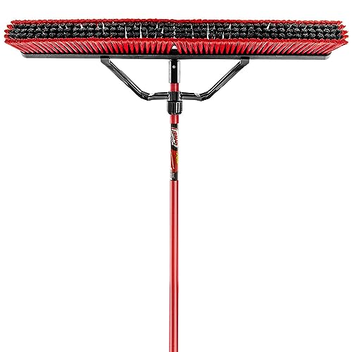 Libman Commercial 1101 Multi-Surface Heavy Duty Push Broom, 65" Length, 36" Width, Black/Red (Pack of 3)