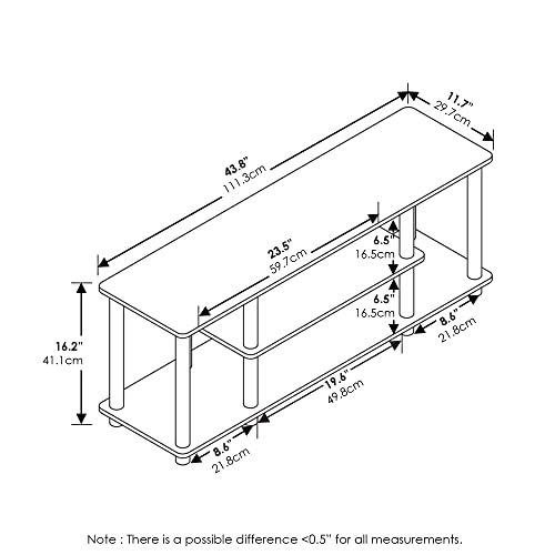 Furinno Turn-N-Tube No Tools 3D 3-Tier Entertainment TV Stand up to 50 inch TV, Round Tubes, Walnut