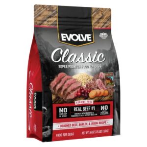 evolve pet food classics deboned beef, barley and bison recipe dog food, 3.5-pounds