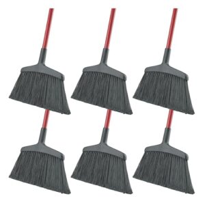 libman commercial 997 wide commercial angle broom, 55" length, 15" width, black/red (pack of 6)