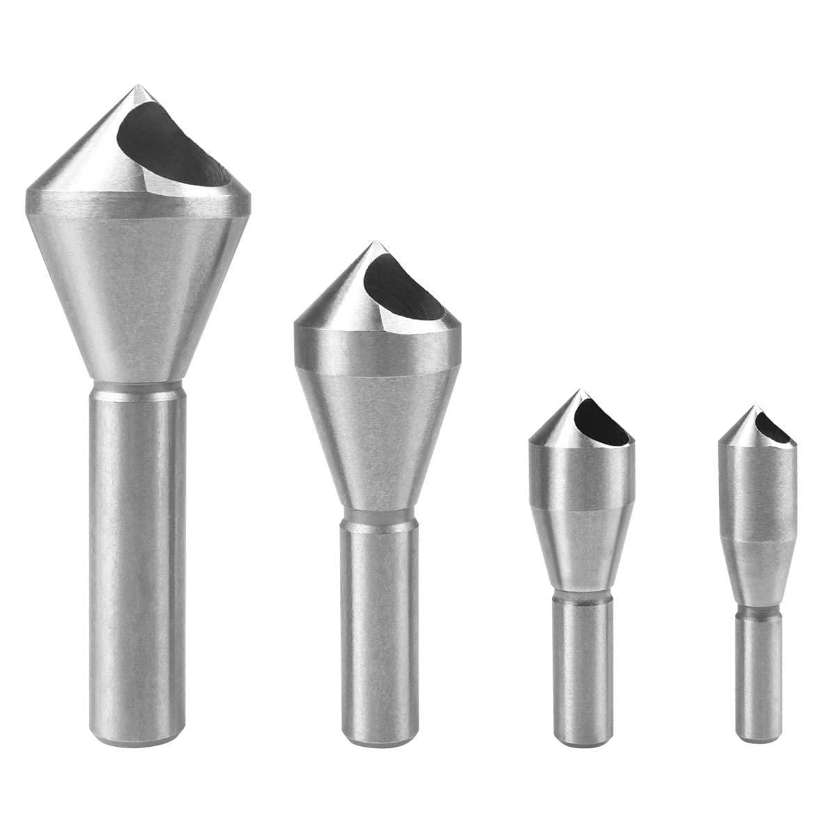 ATOPLEE Countersink Chamfer Tool,4pcs 90 Degree High Speed Steel Countersink Bits for Wood,Metal, Fiberboard, Plywood, Plastic, PVC,Size 2-5,5-10,10-15,15-20mm