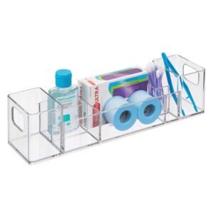 idesign clarity 12" bathroom vanity countertop multi level organizer for cosmetics, makeup, vitamins, medicine - clear