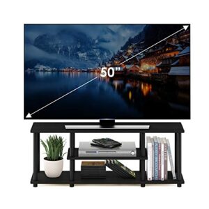 Furinno Turn-N-Tube No Tools 3D 3-Tier Entertainment TV Stand up to 50 inch TV, Round Tubes, Walnut