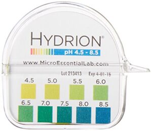 micro essential lab 2210 plastic hydrion vivid short range ph test paper dispenser, 4.5 - 8.5 ph, single roll