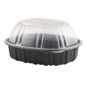 4110600 anchor packaging large vented chicken roaster combo pack black base clear lid 170 / 170