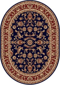 sariya transitional oriental navy oval area rug, 5' x 7' oval