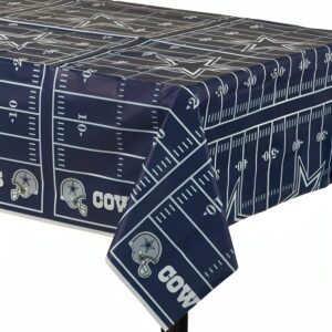 ultimate black & white dallas cowboys plastic table cover (54" x 96") 1 count - bold & durable - perfect for game day celebrations & tailgate parties