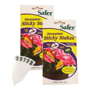 safer brand 5025 houseplant sticky stakes insect trap, 14traps - (2 pack)