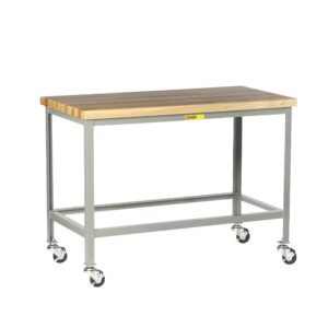 little giant wt-3060-3r steel mobile butcher block top table, 1000 lb. load capacity, 35" x 60" x 30", gray