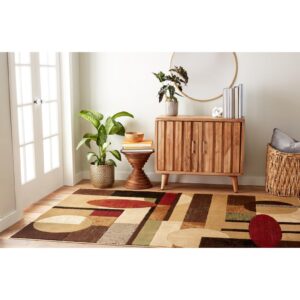 Home Dynamix Tribeca Jasmine Modern Area Rug, Abstract Brown/Red, 39"x55"