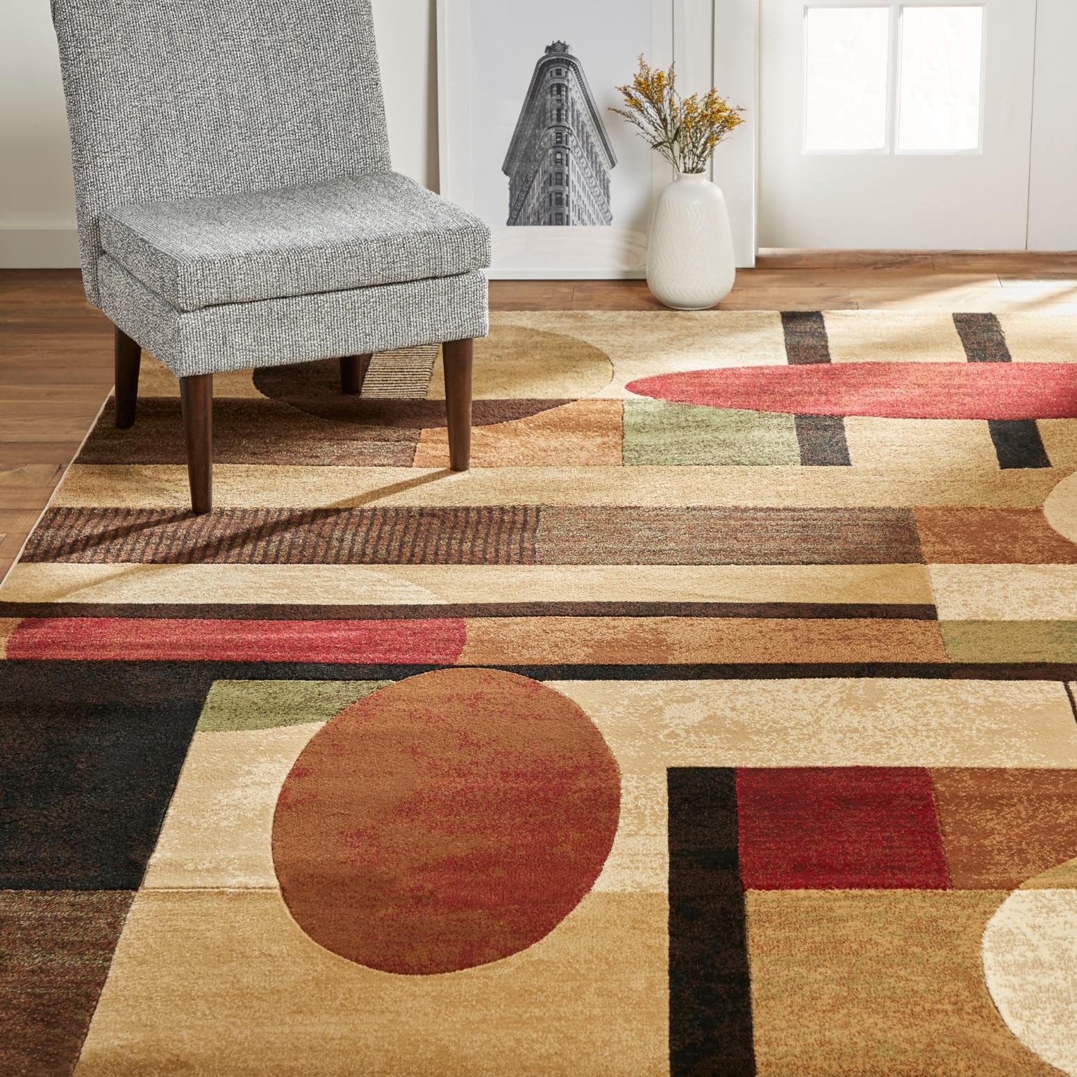 Home Dynamix Tribeca Jasmine Modern Area Rug, Abstract Brown/Red, 39"x55"