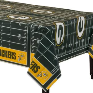 green bay packers plastic table cover - 54" x 96" (1 piece) - vibrant, durable plastic, perfect for tailgates & game day parties