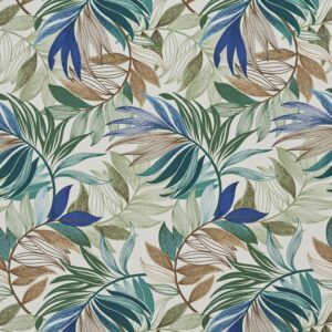 a239 outdoor indoor marine upholstery fabric by the yard | various vibrant leaves - teal beige and green