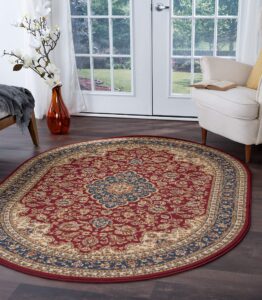 kirsten traditional oriental red oval area rug, 5' x 7' oval