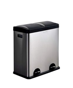 step n' sort the 16 gal. 2-compartment stainless steel trash and recycling bin